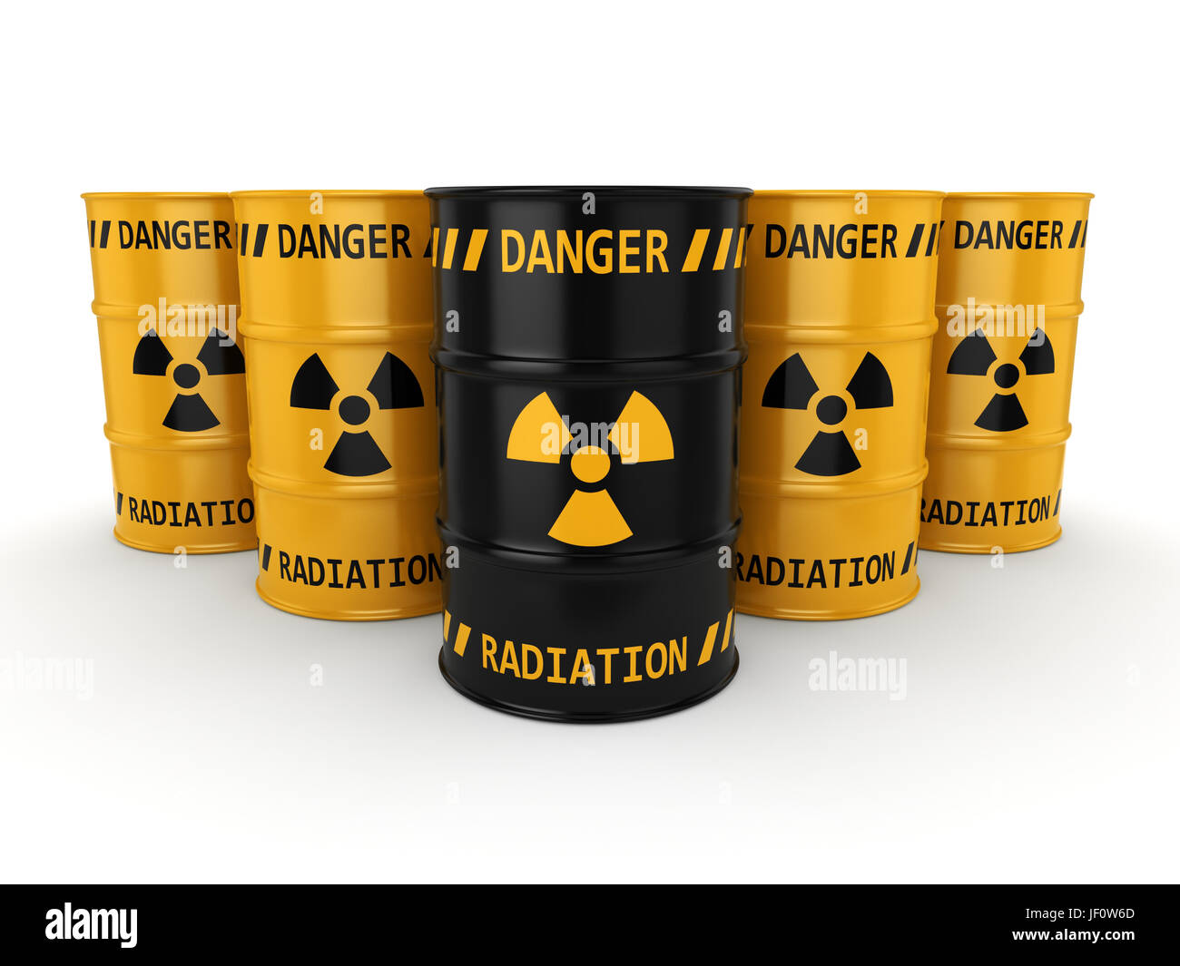 Yellow and black radioactive barrels Stock Photo - Alamy