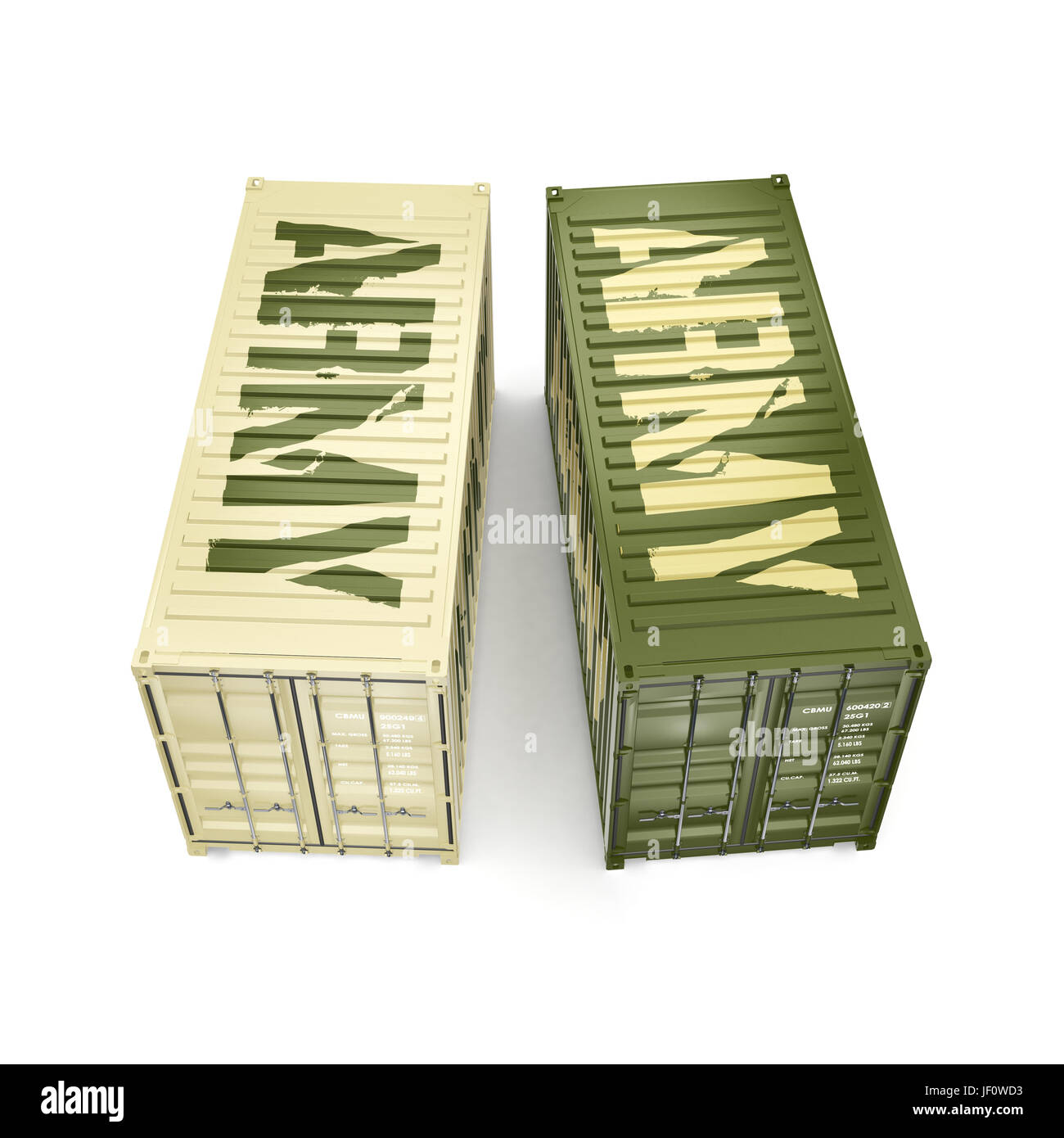 3D rendering army containers Stock Photo - Alamy