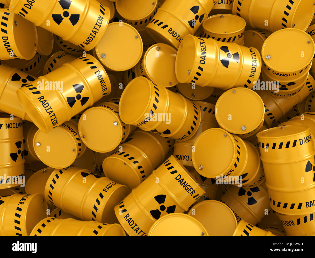 Yellow radioactive barrels Stock Photo - Alamy