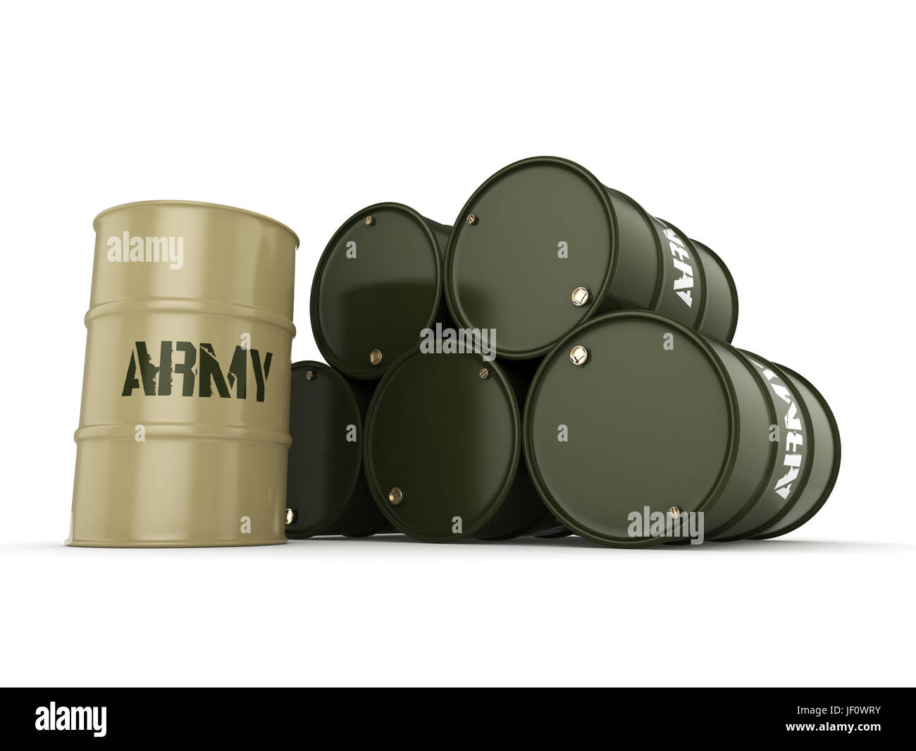 3D rendering army barrels Stock Photo - Alamy