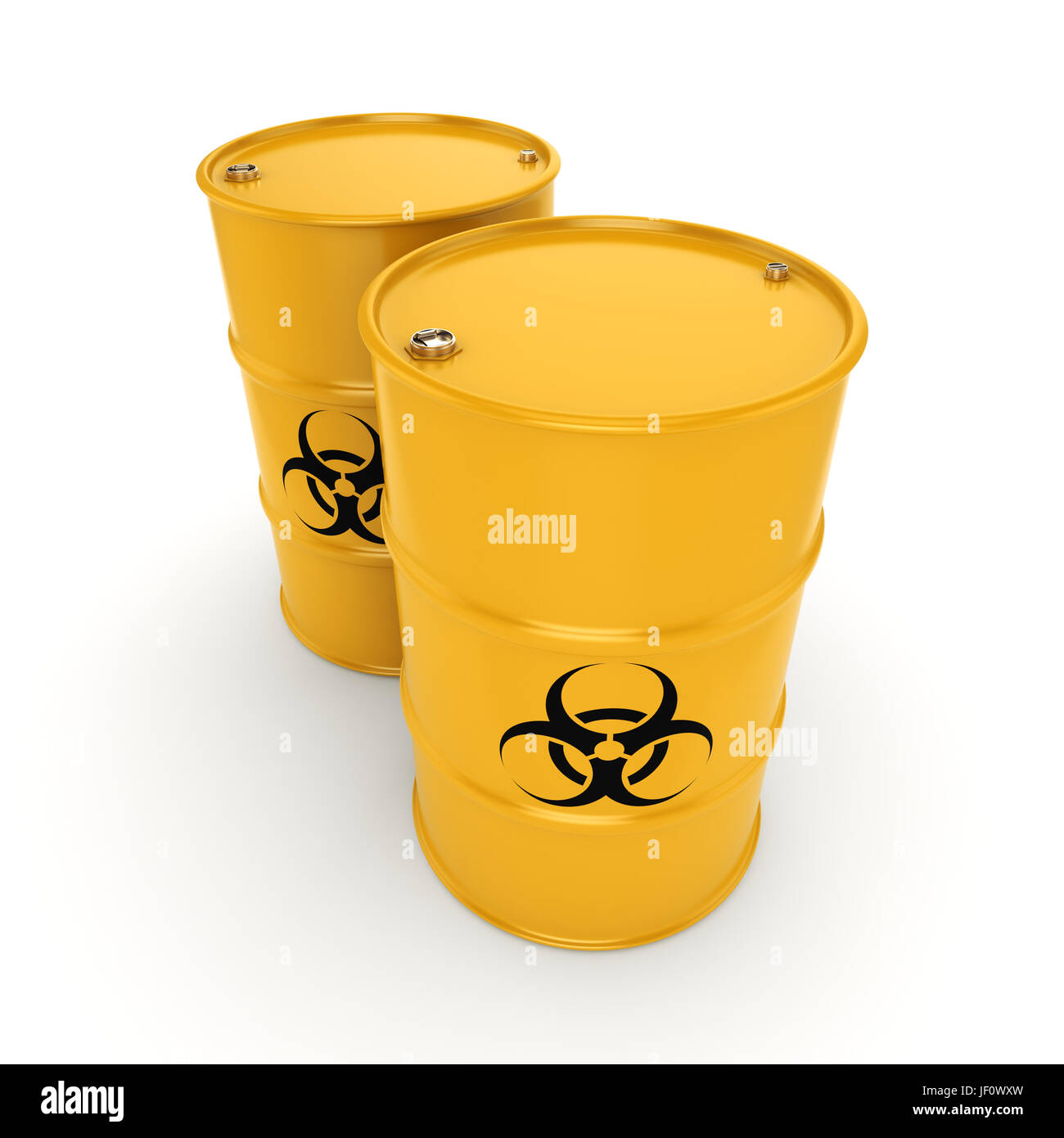3D rendering biohazard barrels Stock Photo - Alamy