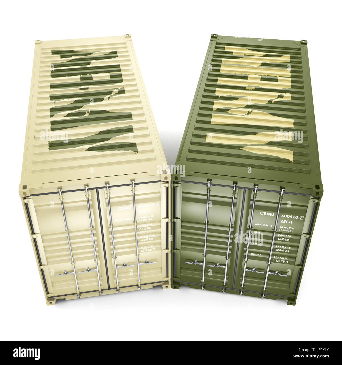 3D rendering army containers Stock Photo - Alamy