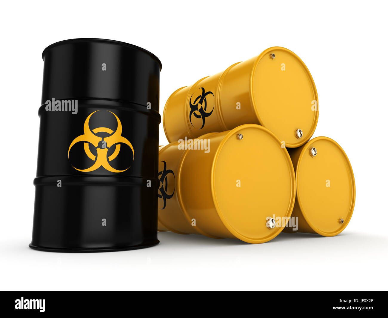 3D rendering biohazard barrels Stock Photo - Alamy