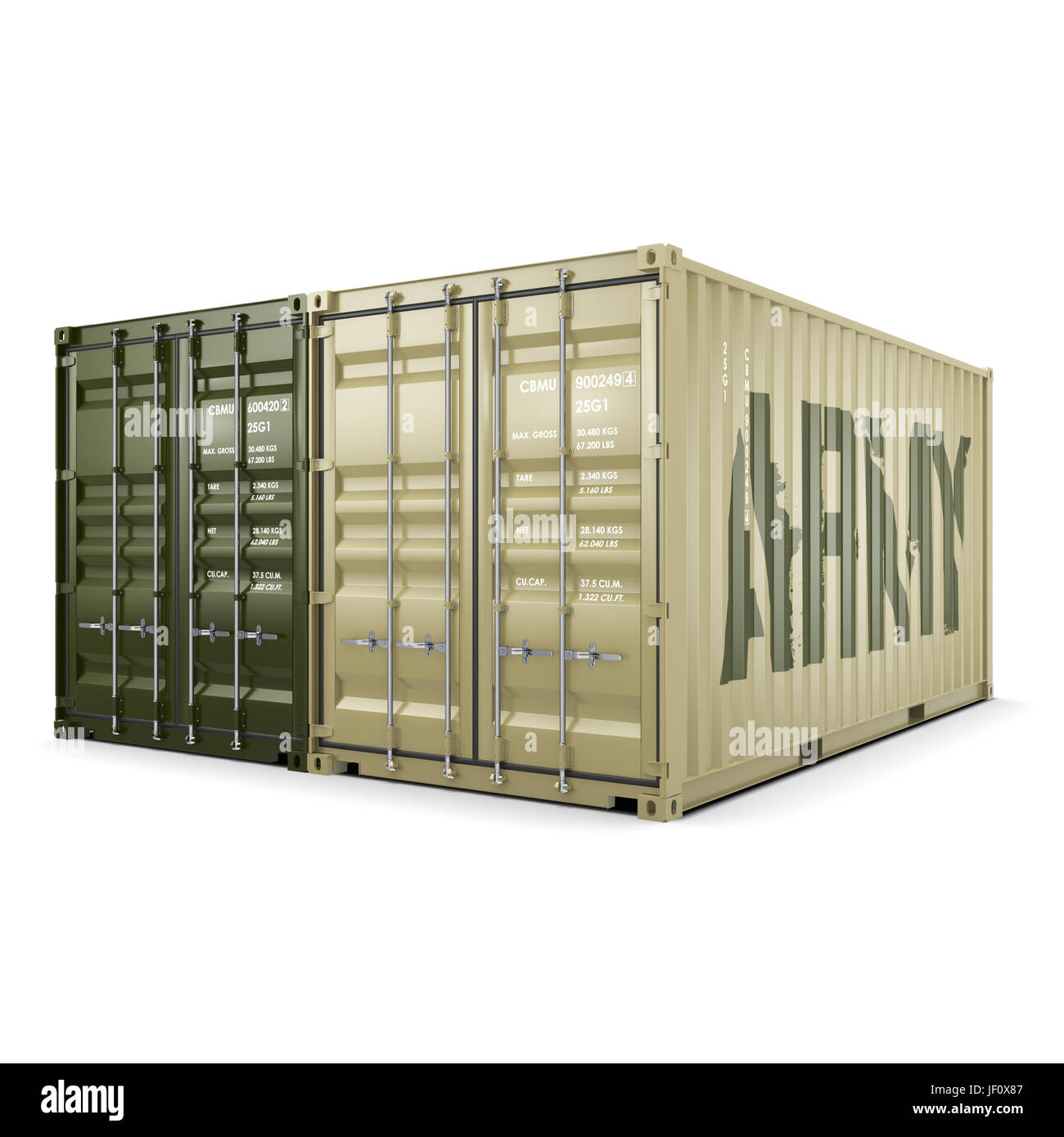 3D rendering army containers Stock Photo - Alamy