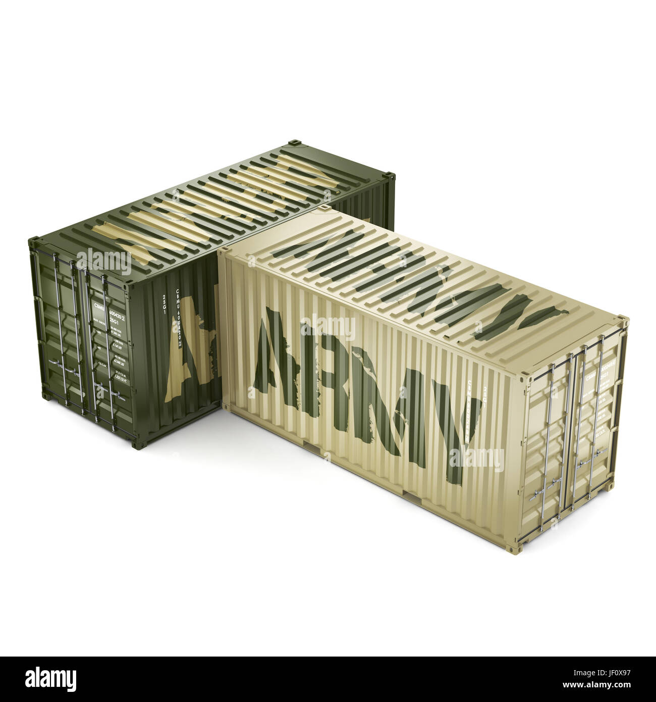 3D rendering army containers Stock Photo - Alamy