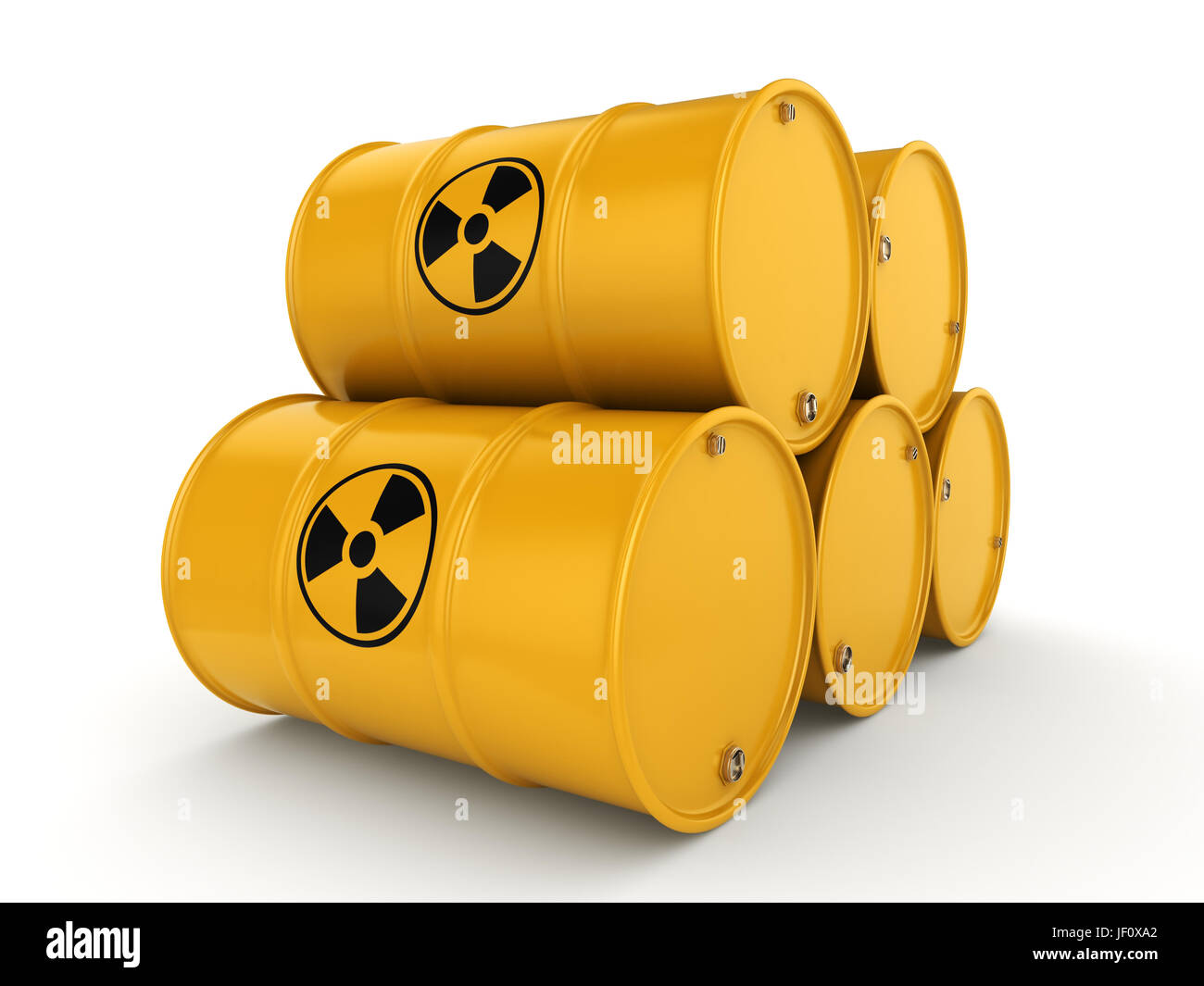 3D rendering radioactive barrels Stock Photo - Alamy