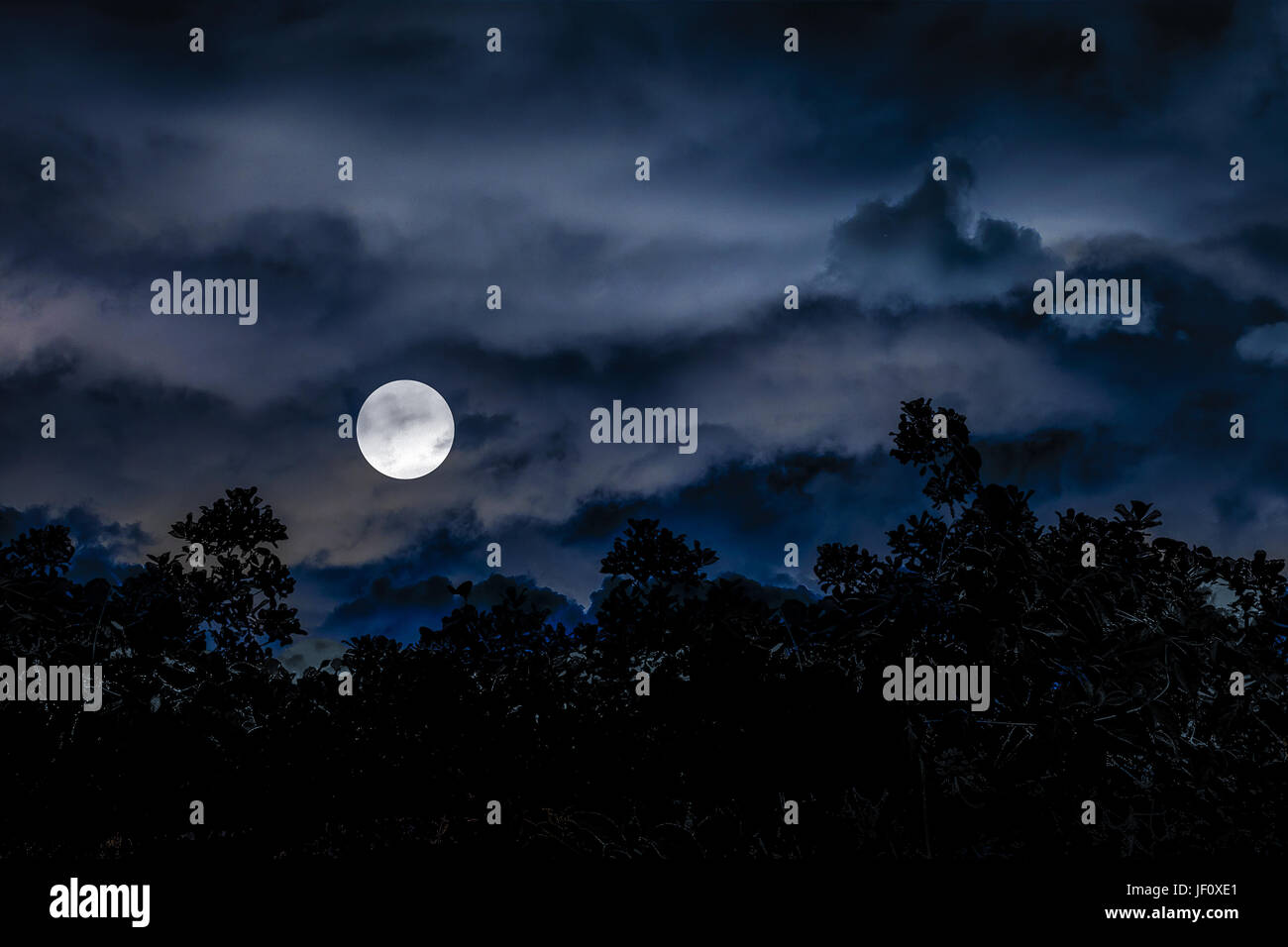 Moonscape Dark Scene Illustration Collage Stock Photo - Alamy