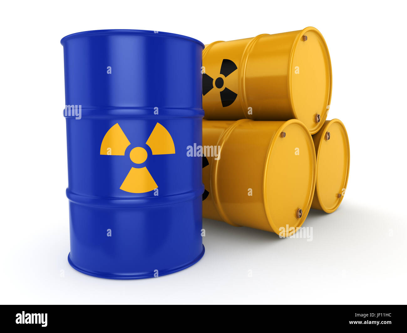3D rendering radioactive barrels Stock Photo - Alamy