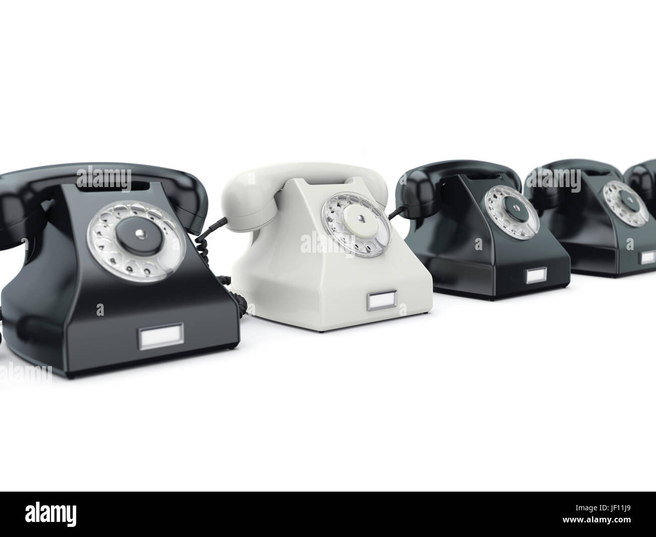 3D rendering old black phones Stock Photo - Alamy