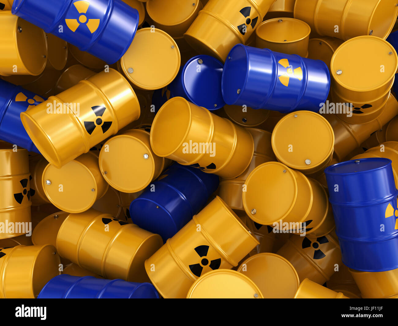 3D rendering radioactive barrels Stock Photo - Alamy