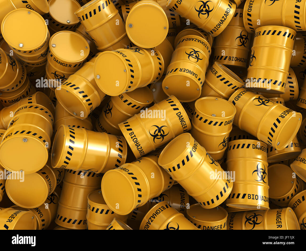 3D rendering biohazard barrels Stock Photo - Alamy