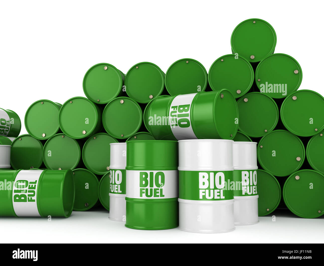 3D rendering barrels of biofuels Stock Photo - Alamy