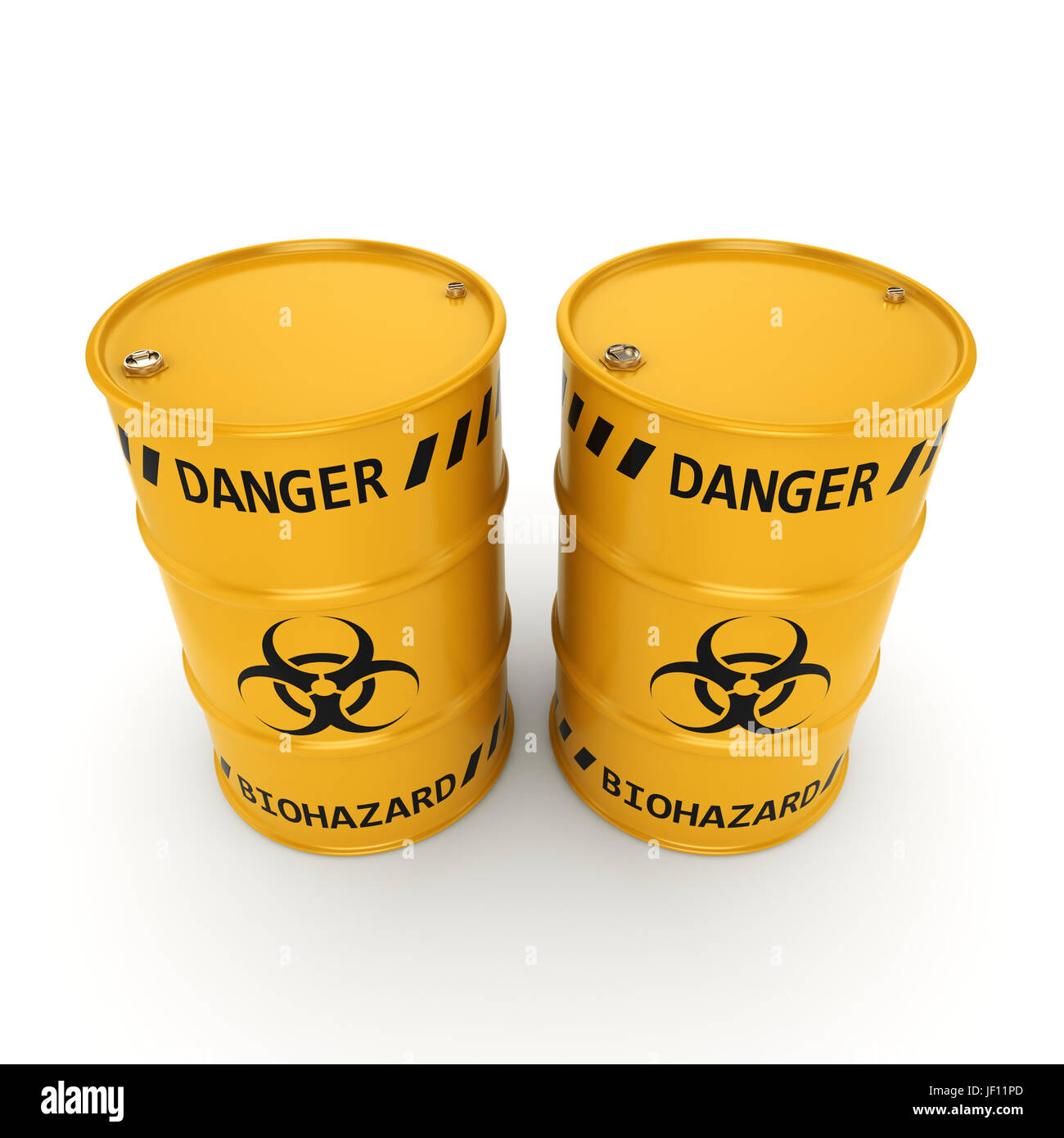 3D rendering biohazard barrels Stock Photo - Alamy