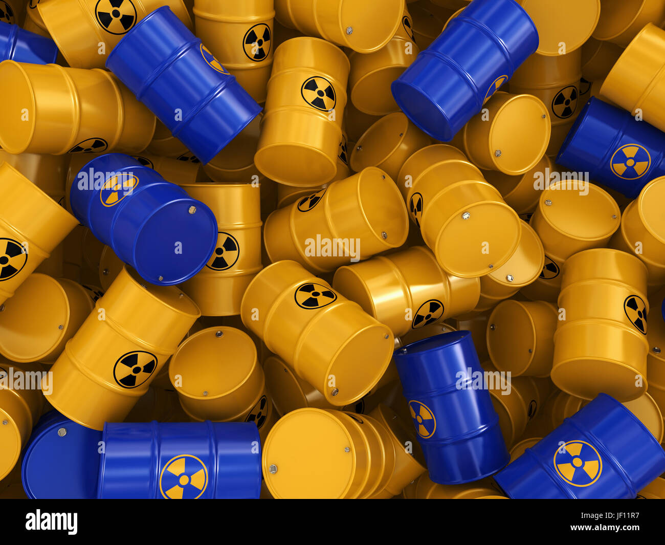 3D rendering radioactive barrels Stock Photo - Alamy