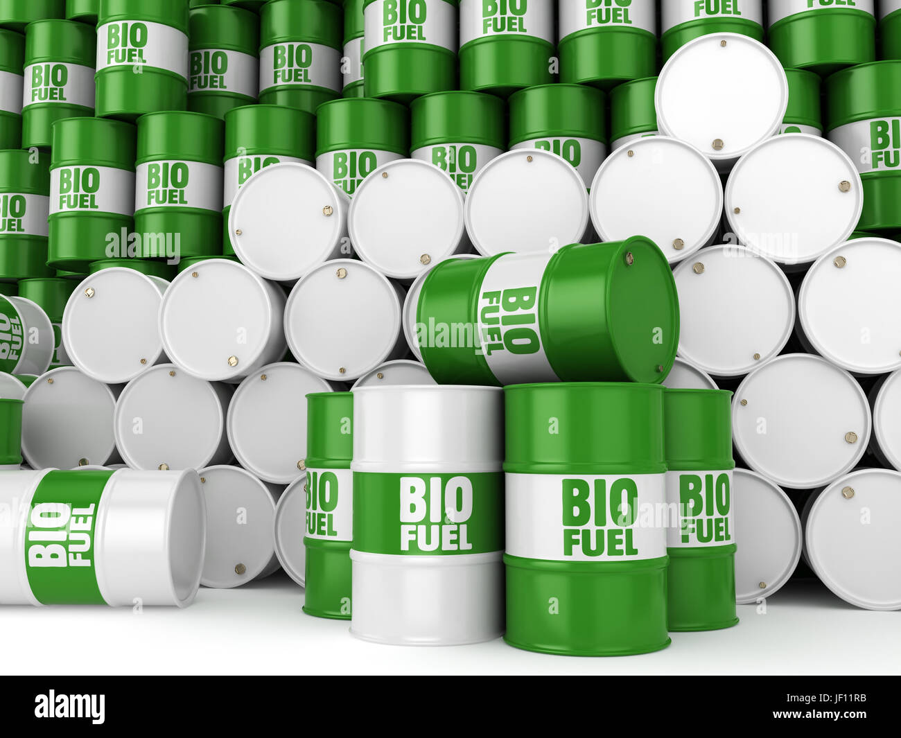 3D rendering barrels of biofuels Stock Photo - Alamy