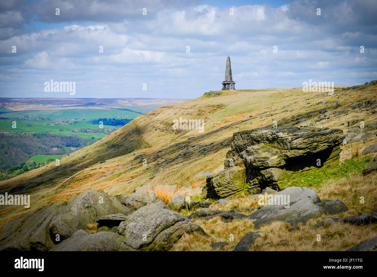 Stoodley Pike, above Todmorden, Calderdale, West Yorkshire, England ...
