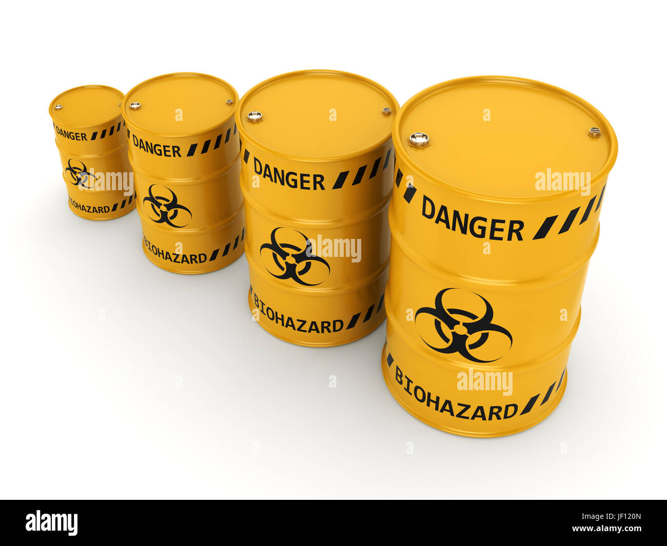 3D rendering biohazard barrels Stock Photo - Alamy