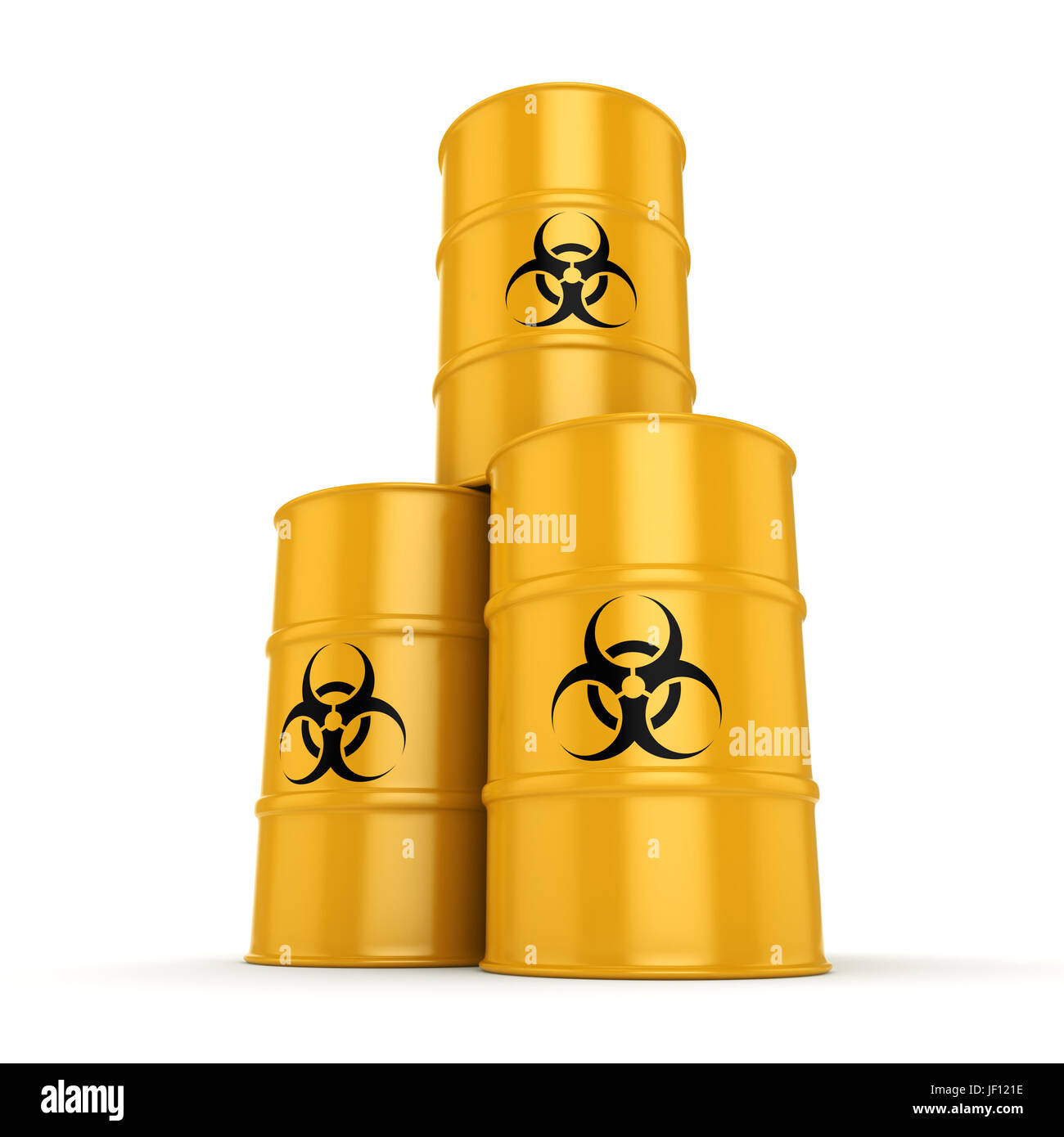 3D rendering biohazard barrels Stock Photo - Alamy