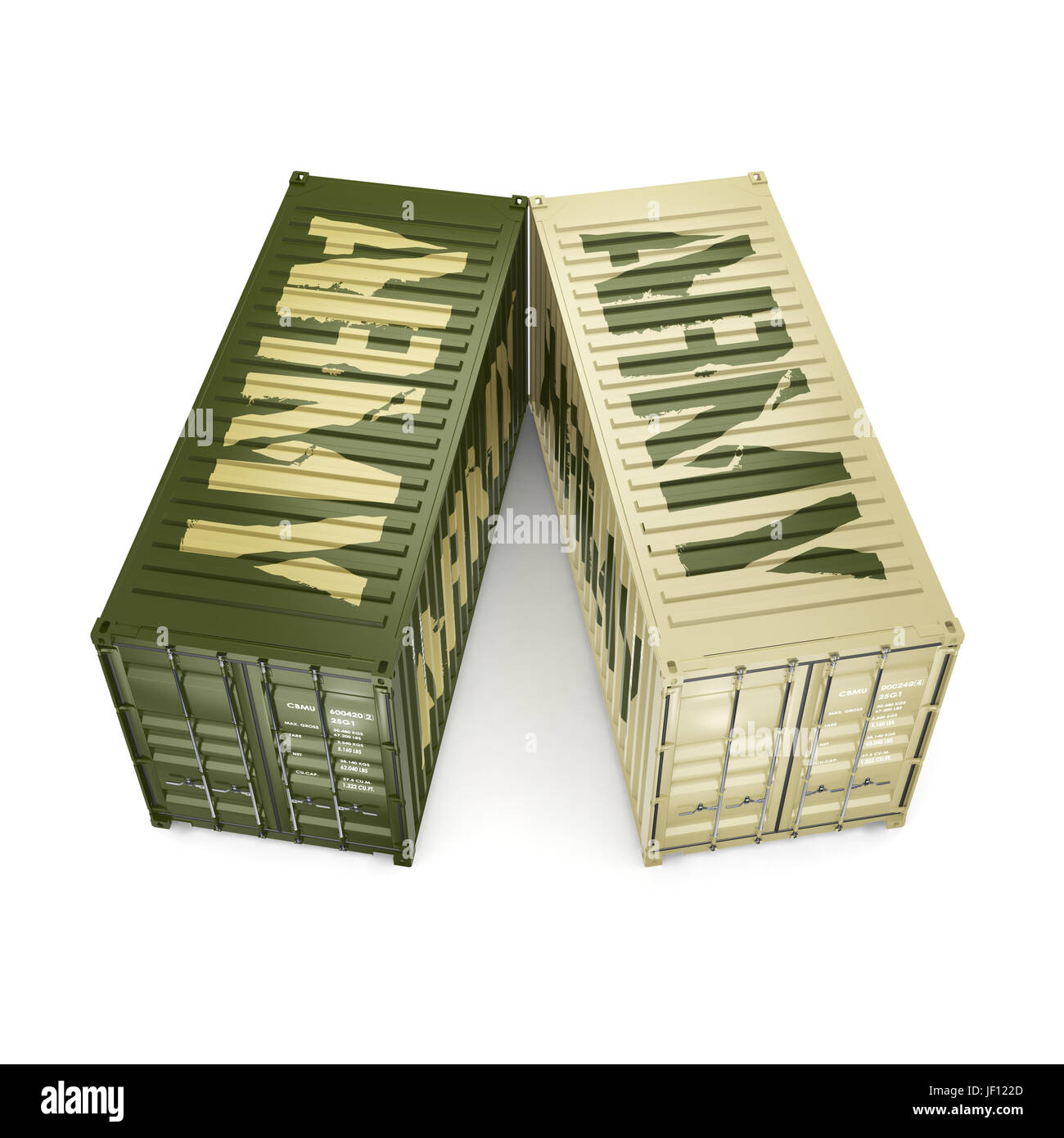 3D rendering army containers Stock Photo - Alamy