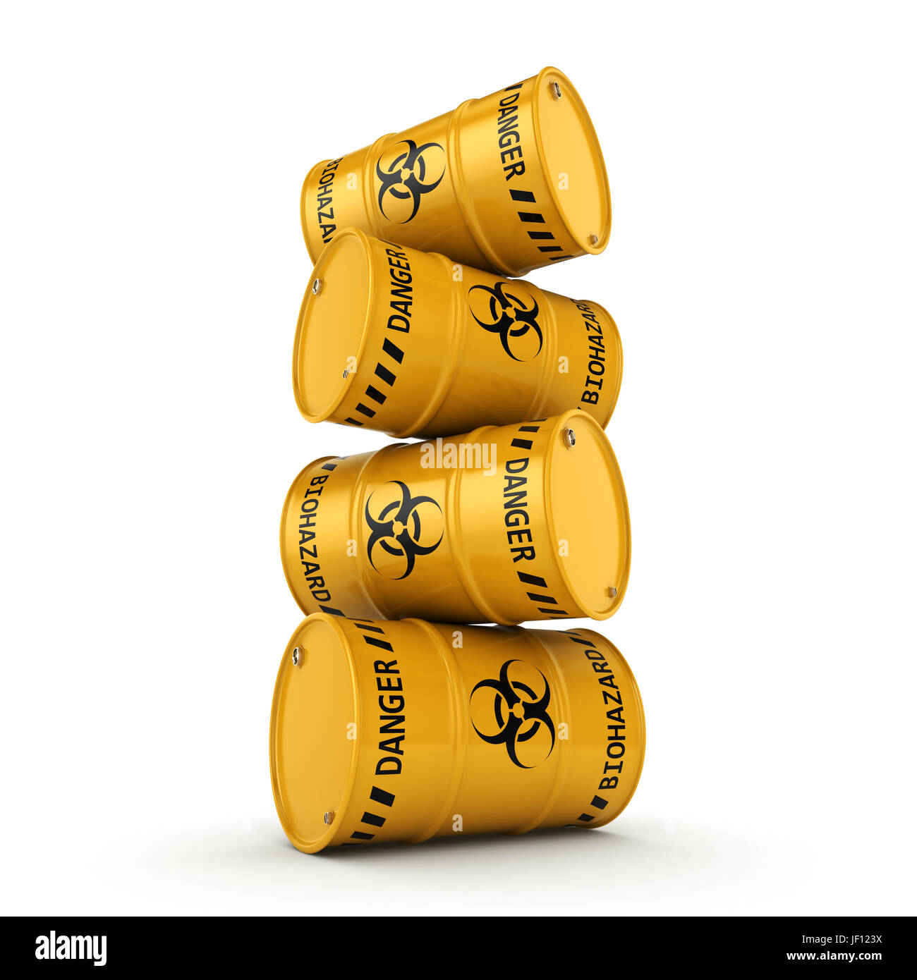 3D rendering biohazard barrels Stock Photo - Alamy
