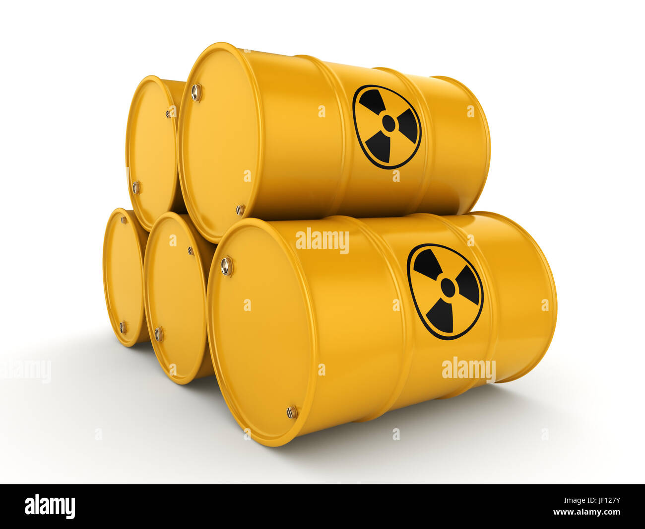 3D rendering radioactive barrels Stock Photo - Alamy