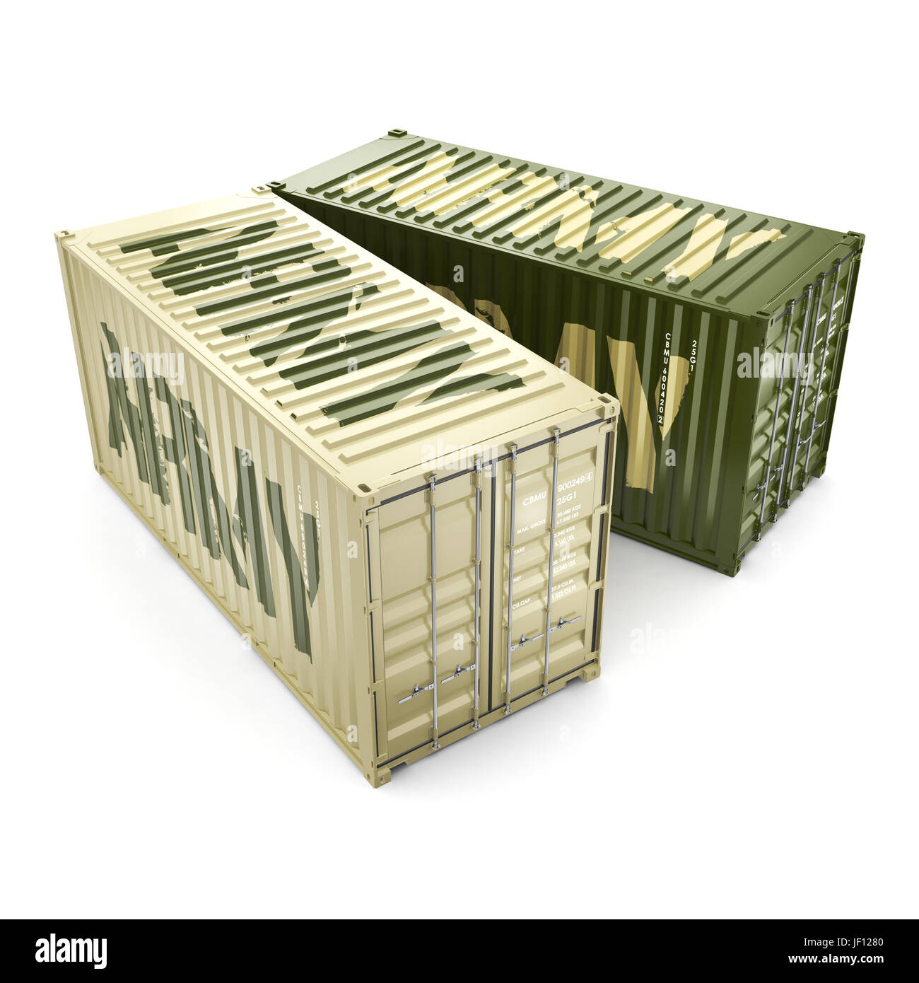 3D rendering army containers Stock Photo - Alamy