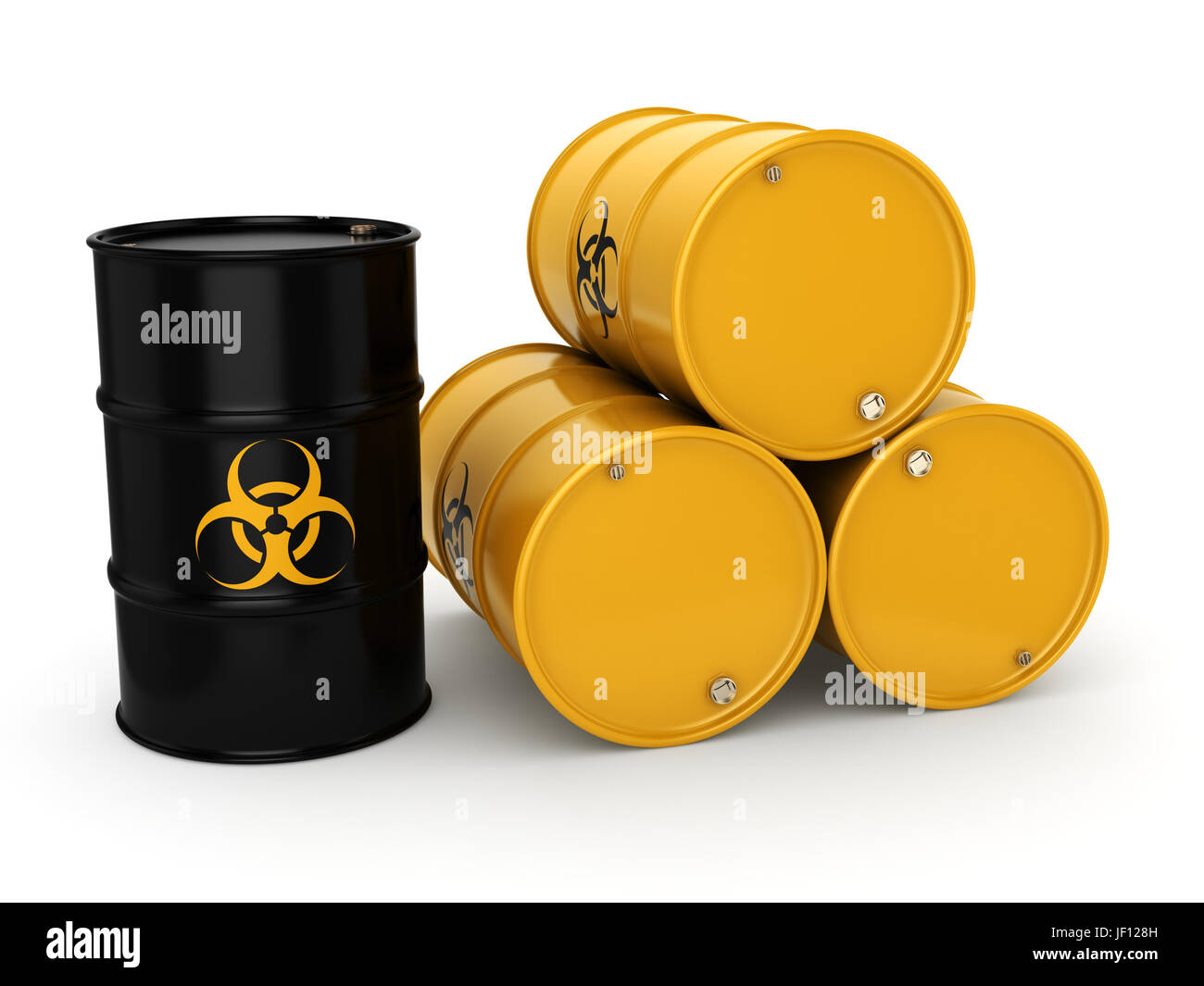 3D rendering biohazard barrels Stock Photo - Alamy