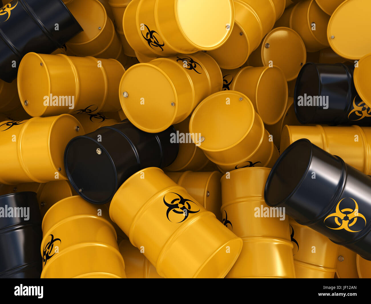 3D rendering biohazard barrels Stock Photo - Alamy