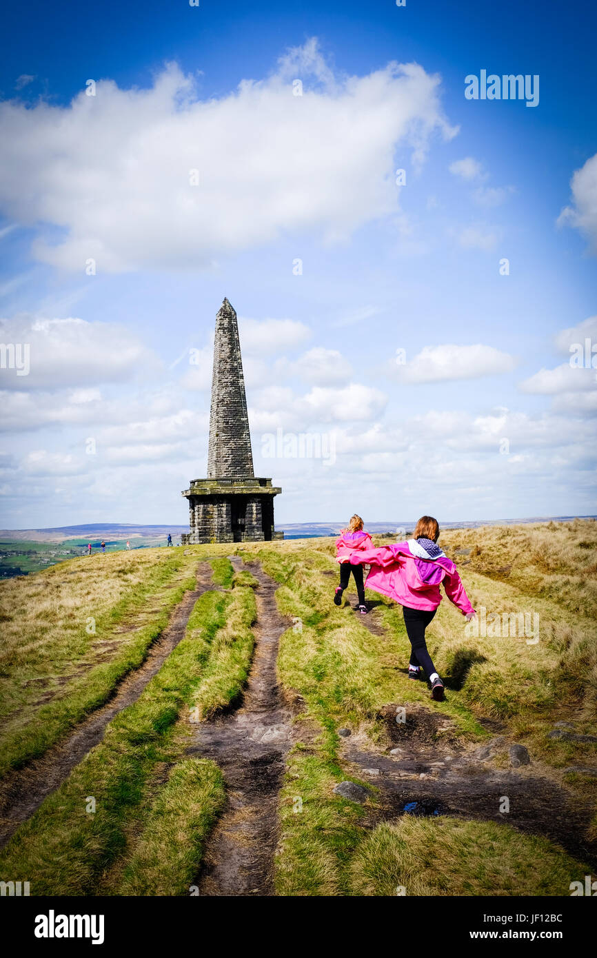 Stoodley Pike monument, standing above Todmorden along the Pennine Way ...