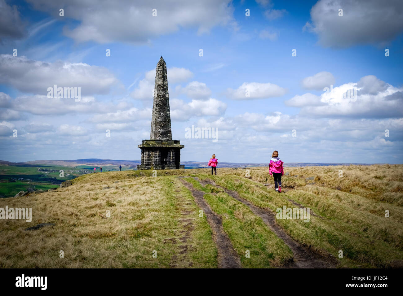 Stoodley Pike monument, standing above Todmorden along the Pennine Way ...