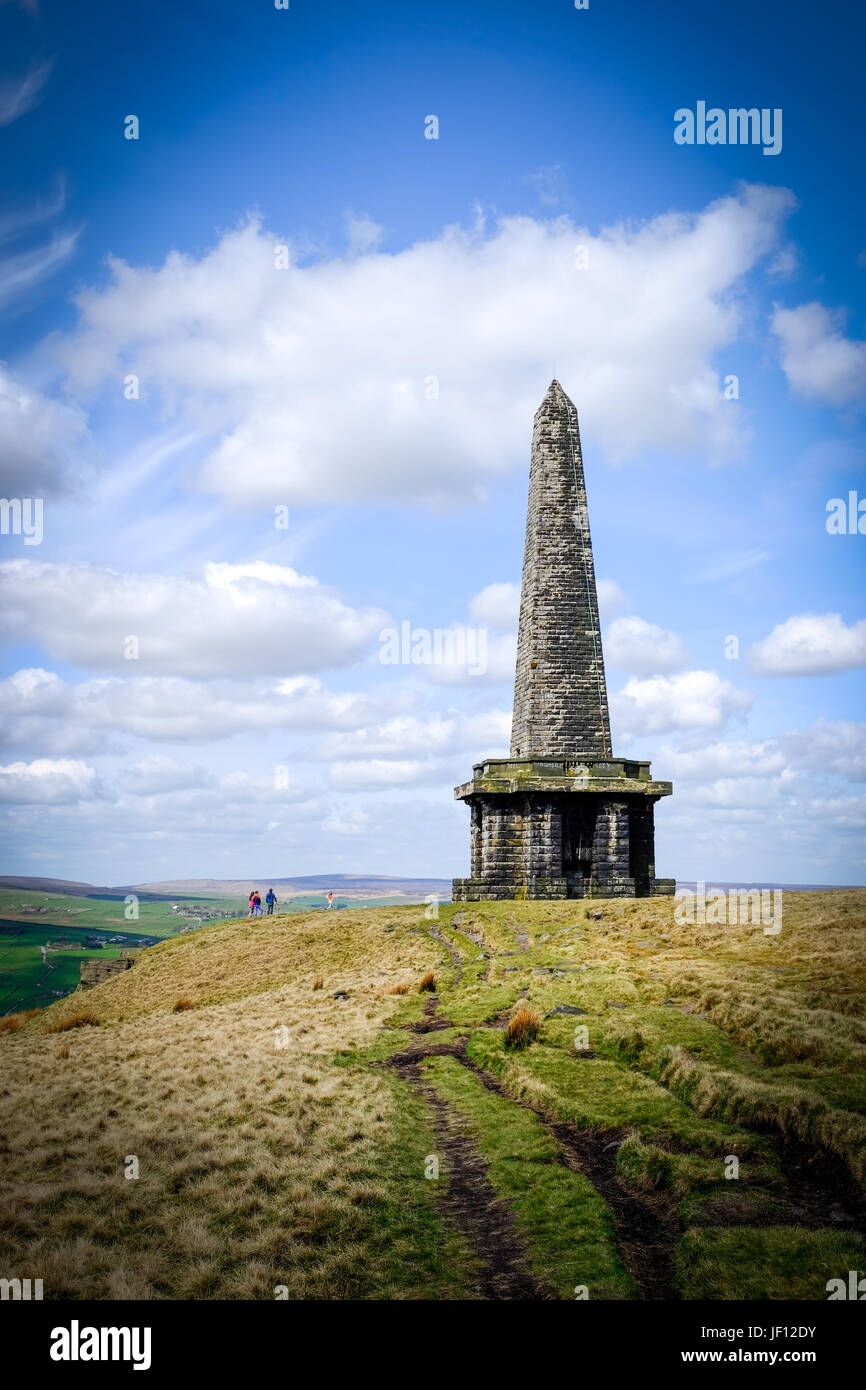 Stoodley Pike monument, standing above Todmorden along the Pennine Way ...