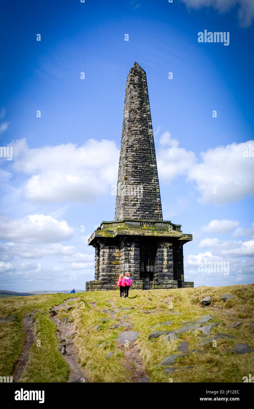 Stoodley Pike monument, standing above Todmorden along the Pennine Way ...