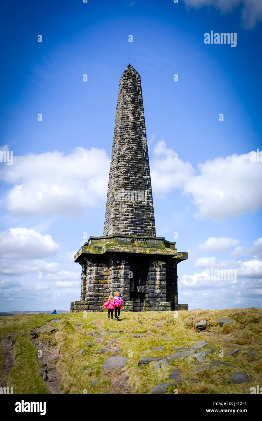 Stoodley Pike monument, standing above Todmorden along the Pennine Way ...