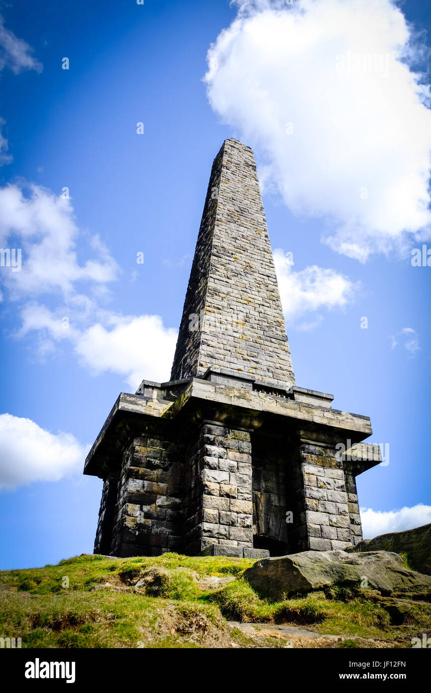 Stoodley Pike monument, standing above Todmorden along the Pennine Way ...