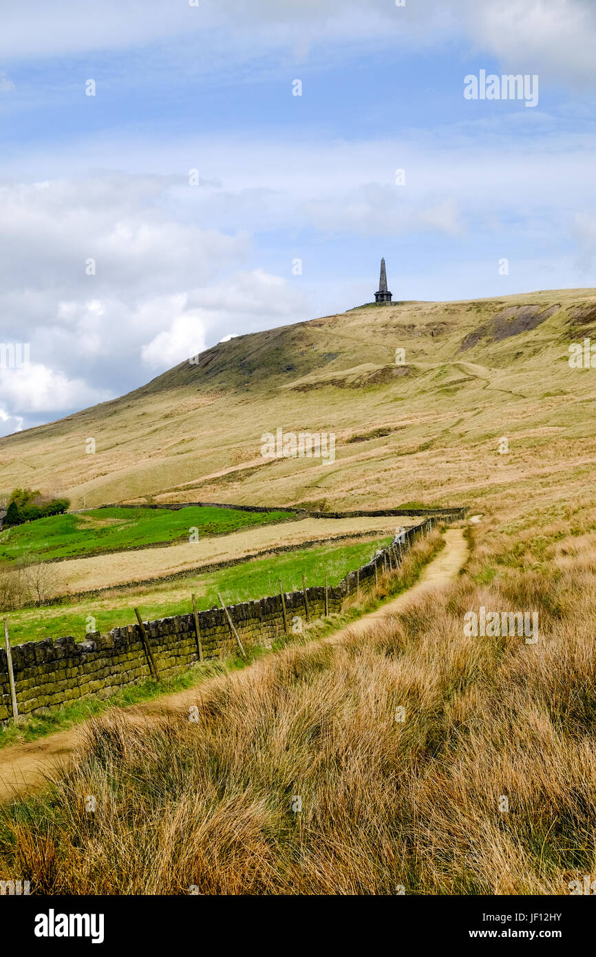 Stoodley Pike monument, standing above Todmorden along the Pennine Way ...