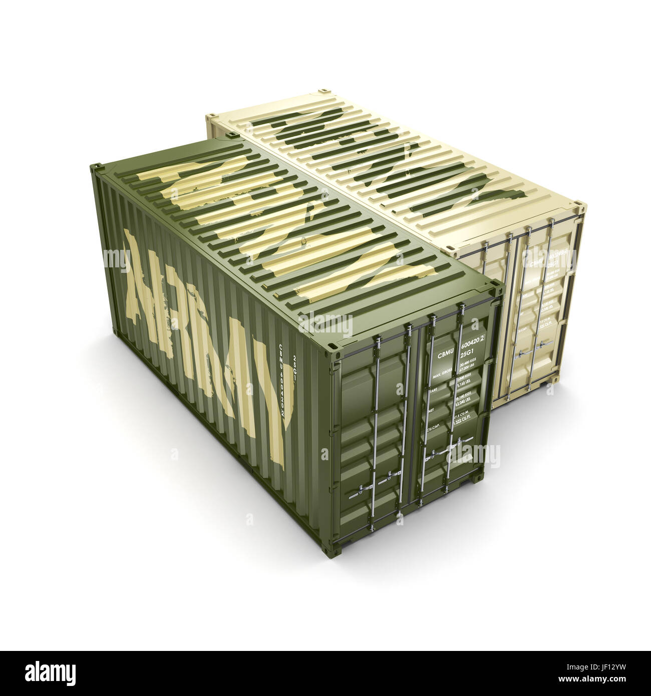 3D rendering army containers Stock Photo - Alamy