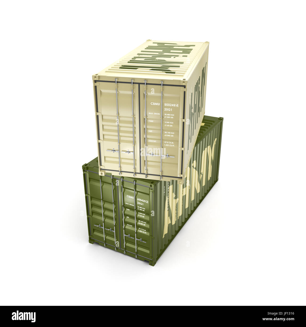 3D rendering army containers Stock Photo - Alamy
