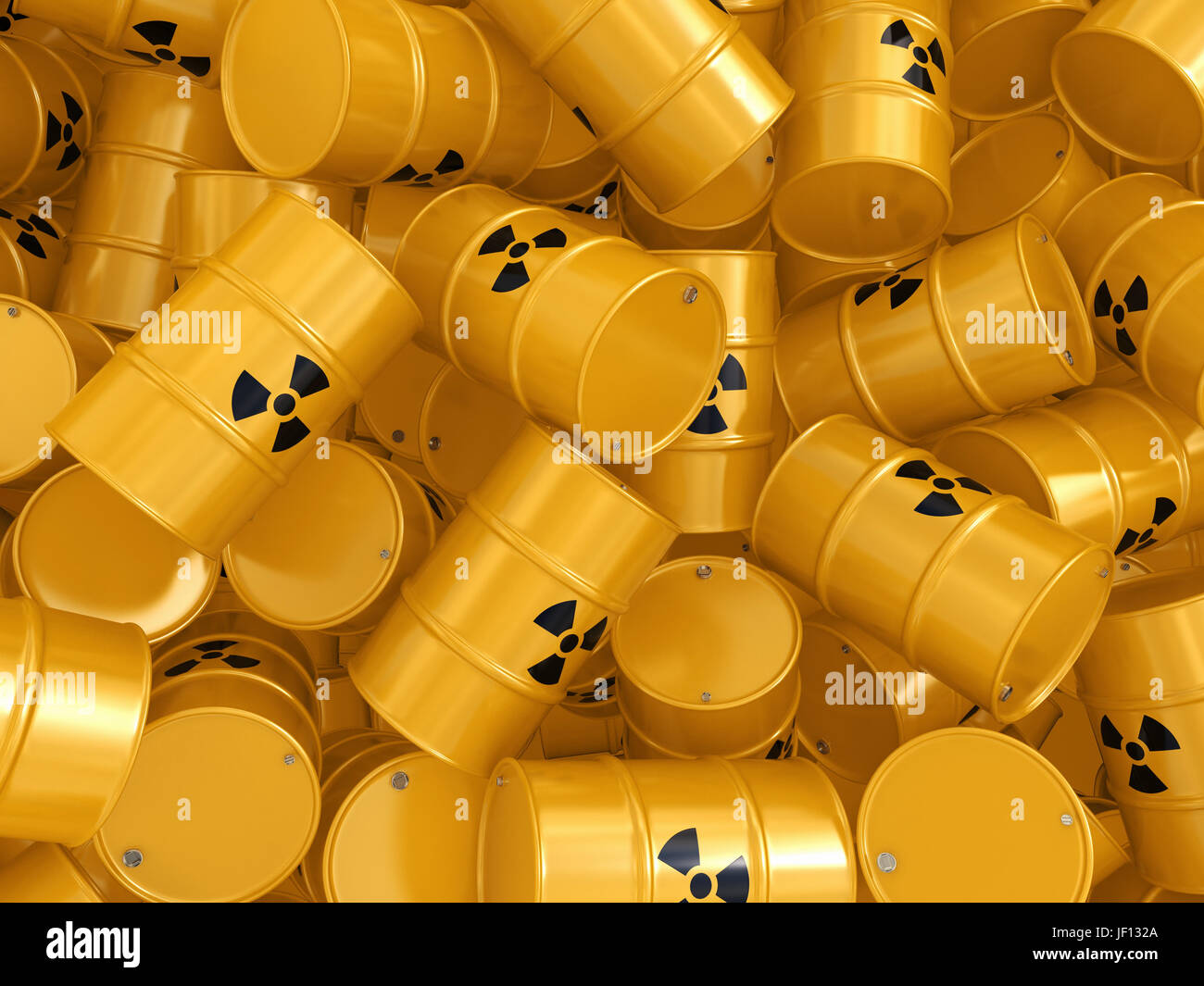 3D rendering radioactive barrels Stock Photo - Alamy