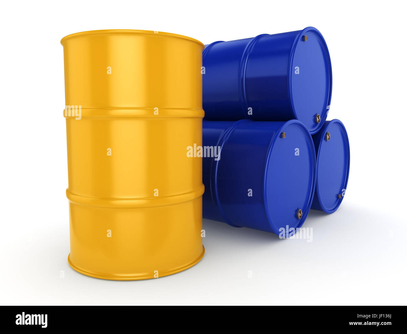 3D rendering blue and yellow barrels Stock Photo - Alamy