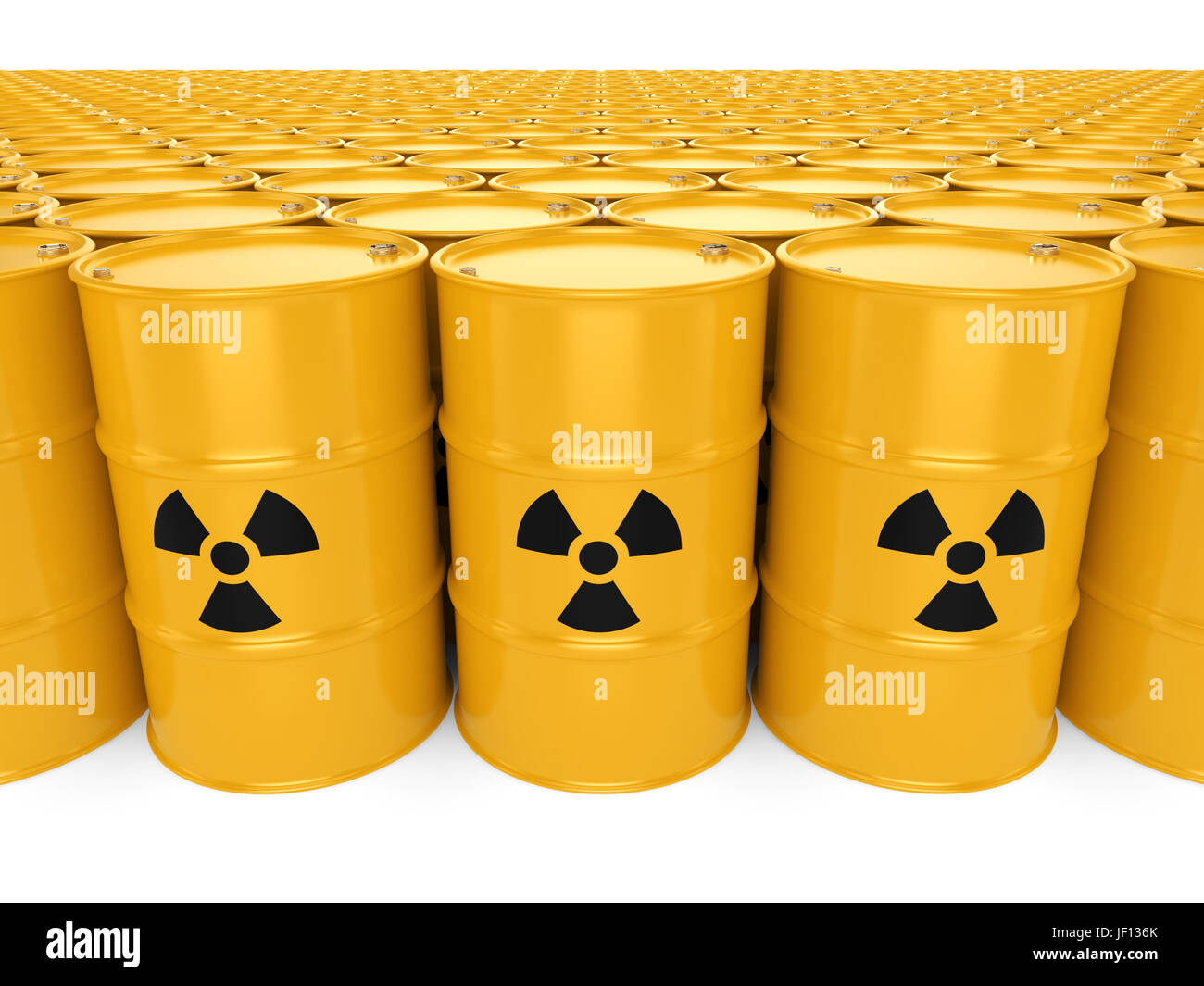 3D rendering radioactive barrels Stock Photo - Alamy