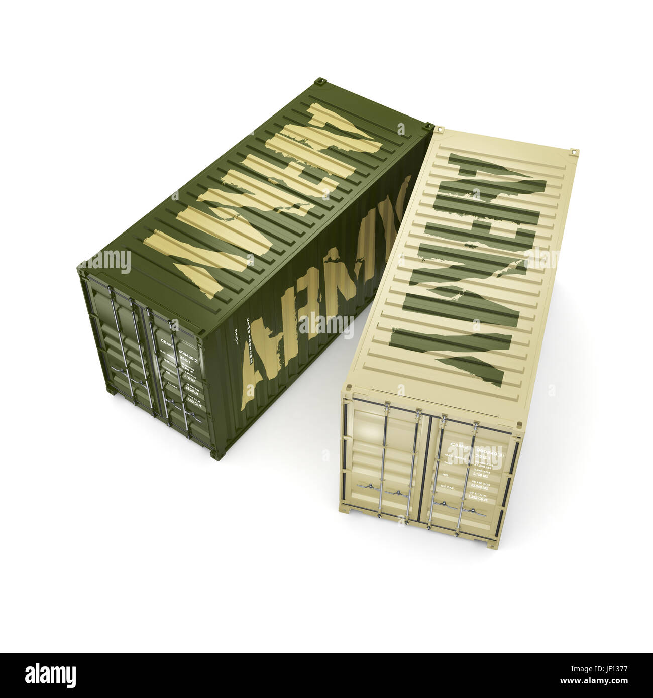 3D rendering army containers Stock Photo - Alamy