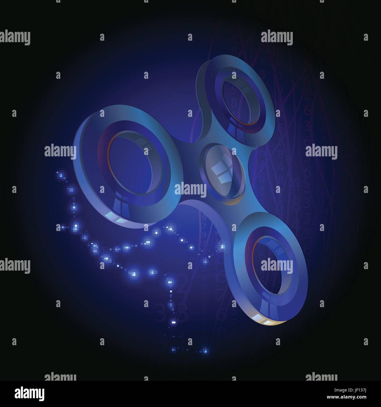 Spinner blue with highlights on a dark background. Illustration for ...