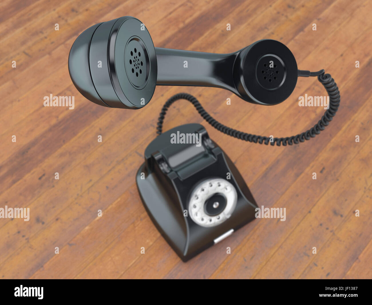 3D rendering old black phone Stock Photo - Alamy