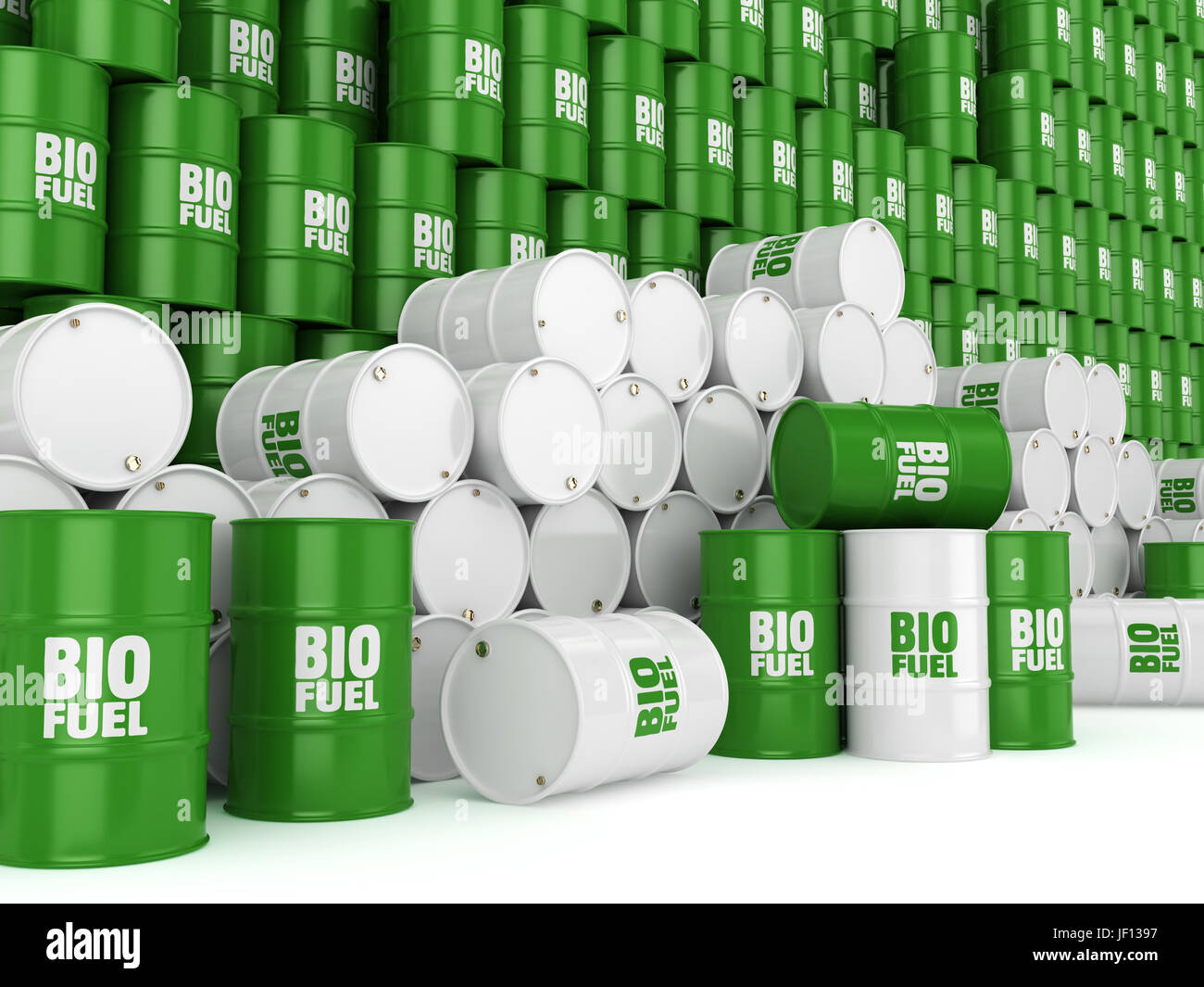 3D rendering barrels of biofuels Stock Photo - Alamy