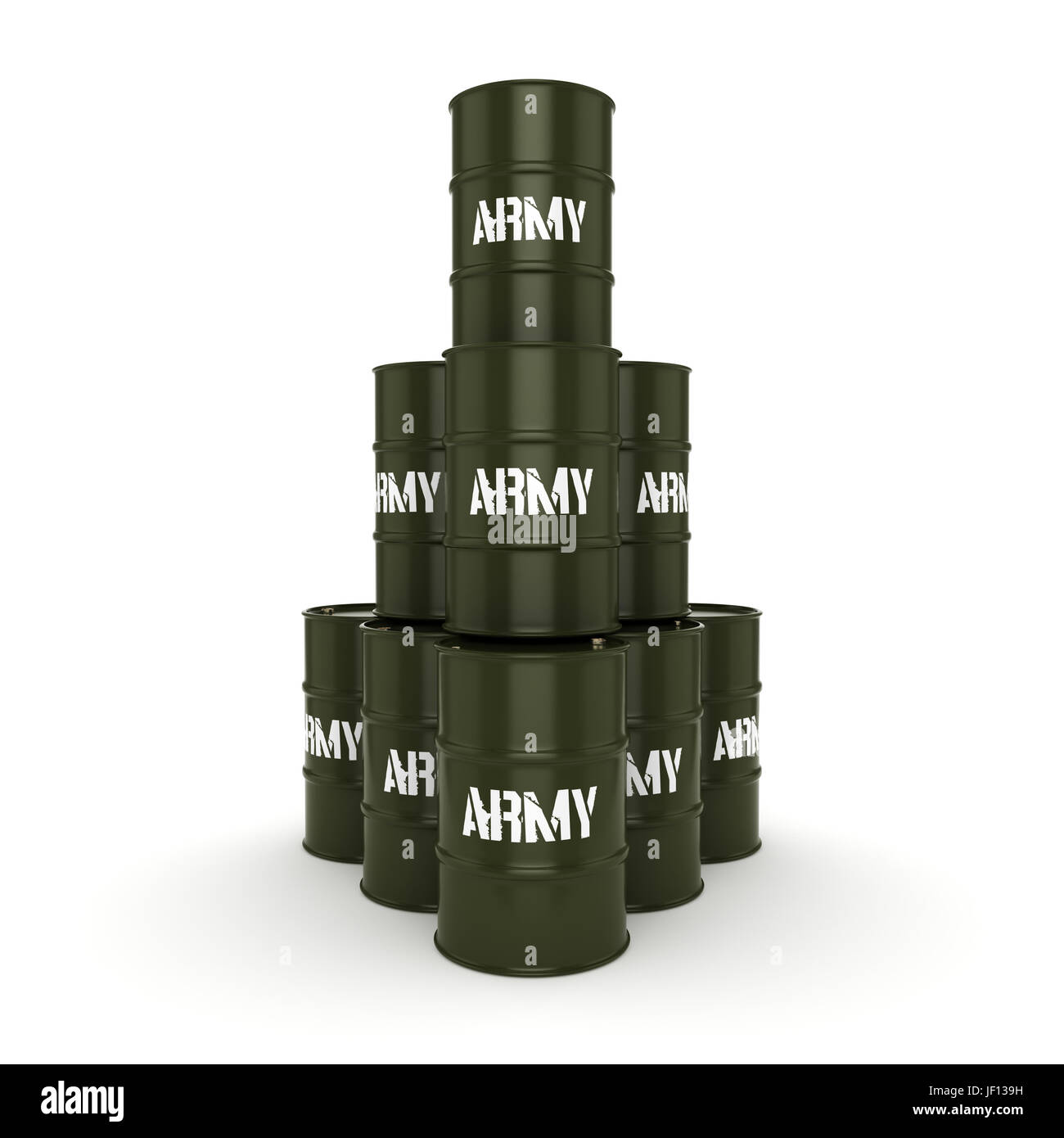 3D rendering army barrels Stock Photo - Alamy