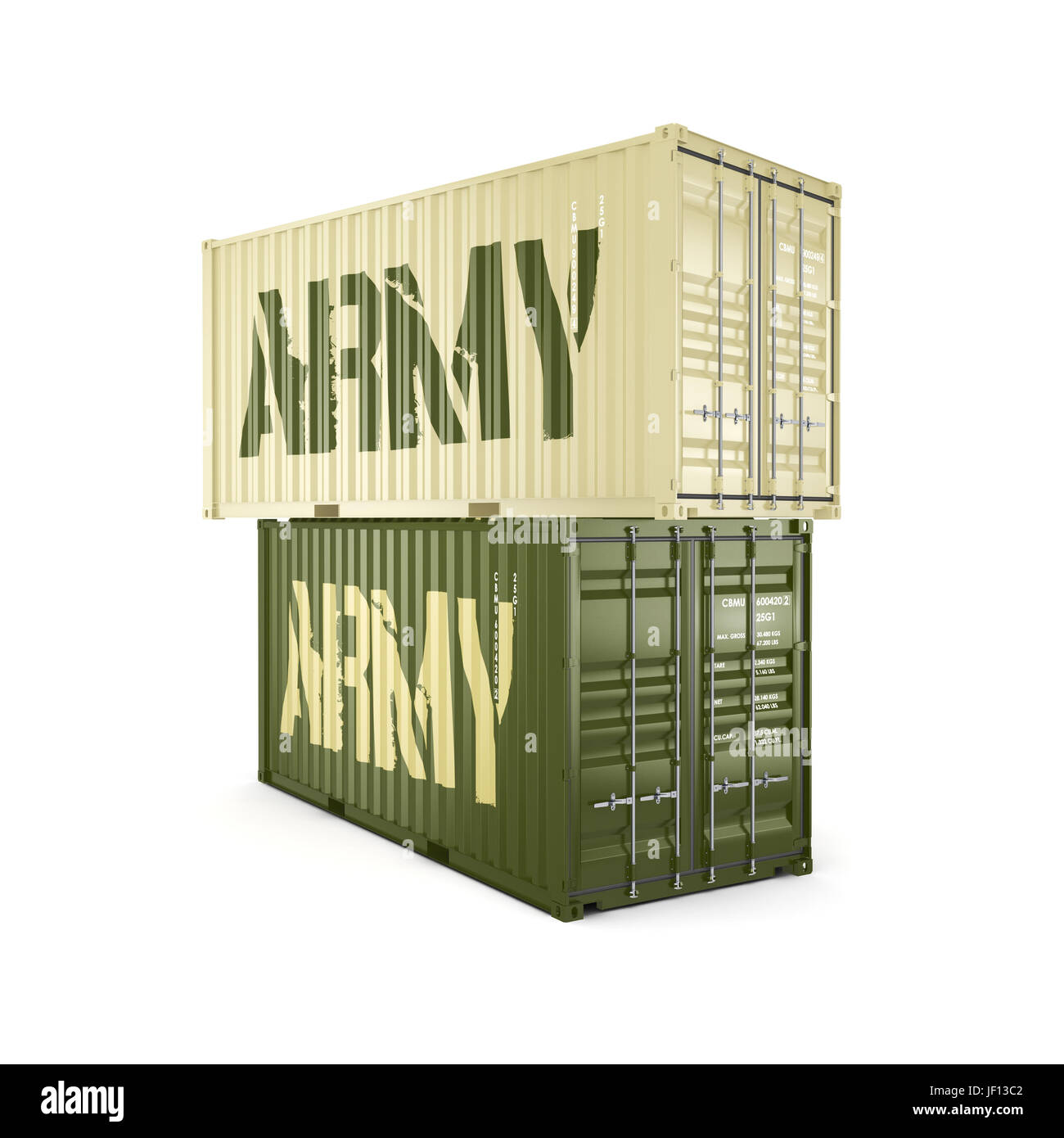 3D rendering army containers Stock Photo - Alamy