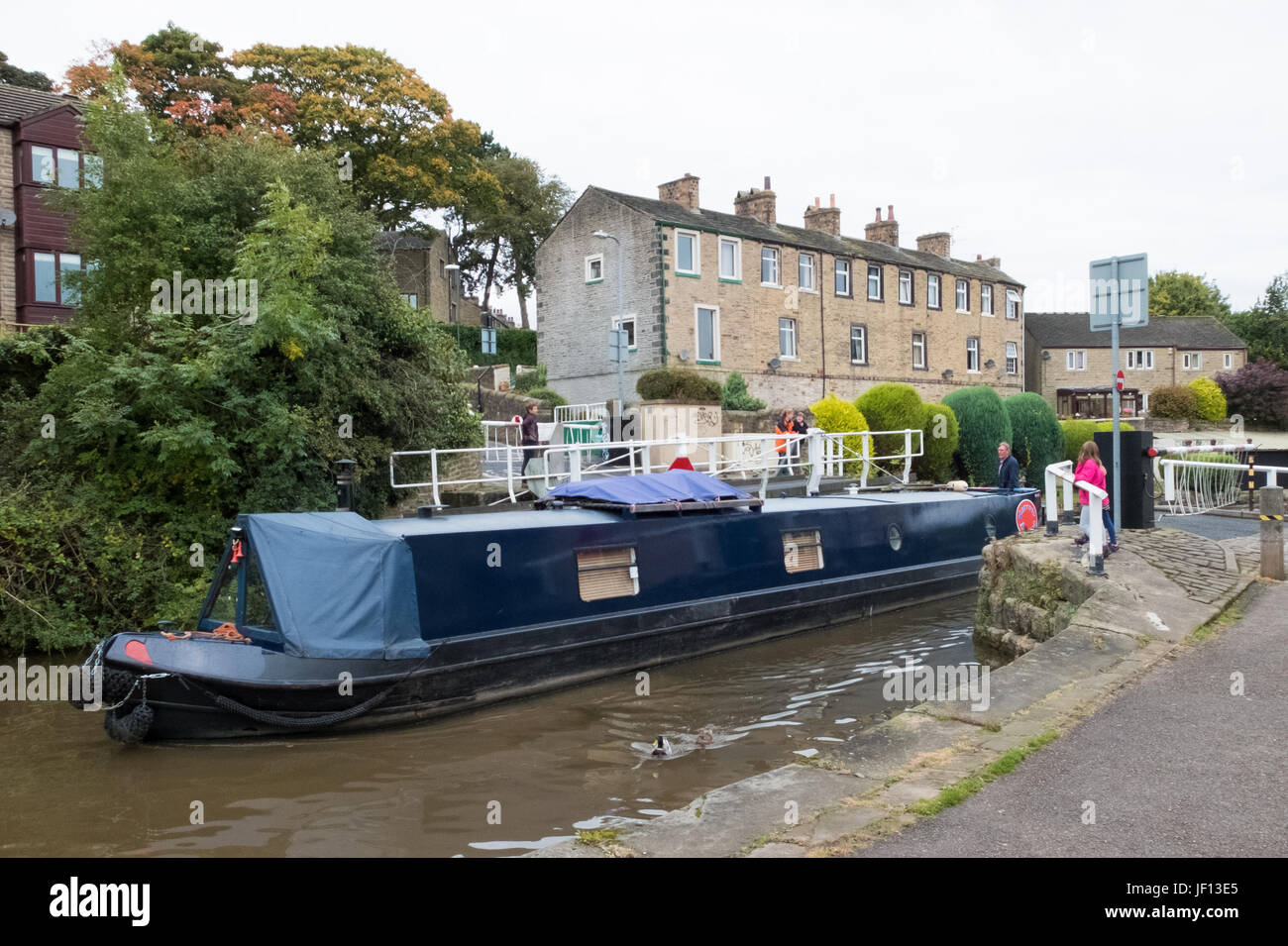 Canal Boats passing through the swing bridge at on the Leeds ...