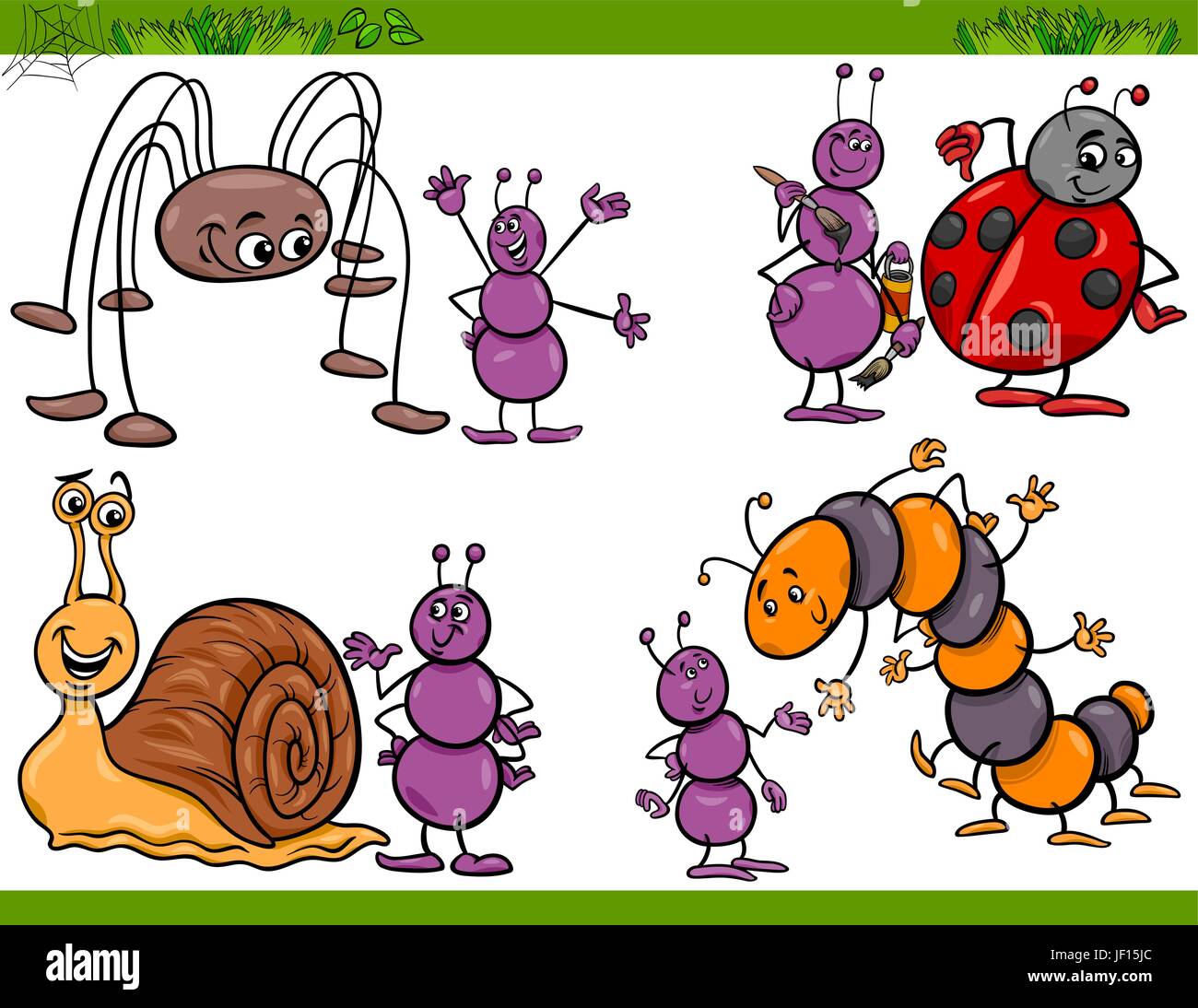 ant, insects, spider, illustration, caterpillar, cartoon, harvestman ...