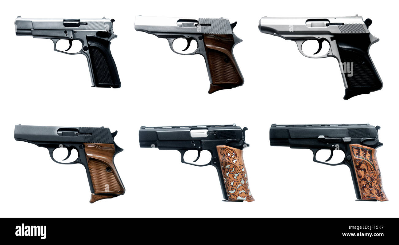 group of guns isolated on white Stock Photo - Alamy