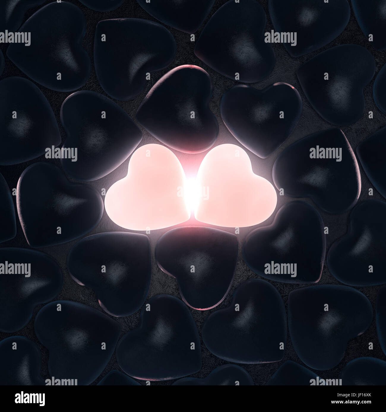 3D rendering beautiful glowing hearts Stock Photo - Alamy